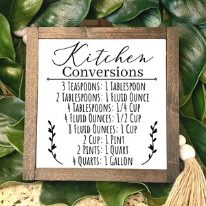 Kitchen Conversion Sign, Measurements, Wood Sign, Home Decor, Kitchen ...