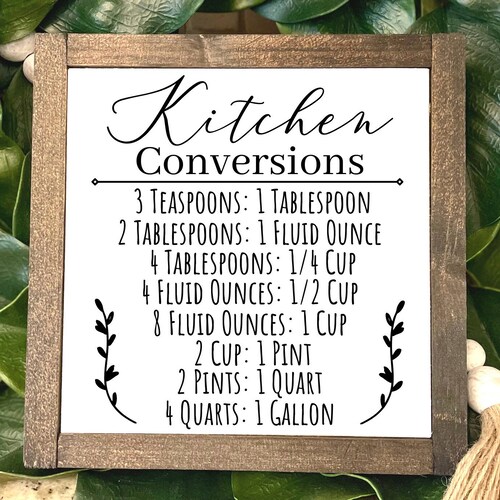 Kitchen Conversion Chart Farmhouse Style Wood Wall Decor Sign - Etsy