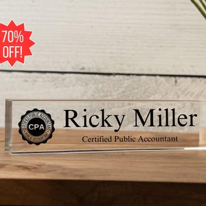 CPA Desk Name Plate, Certified Public Accountant Desk Sign, Acrylic ...