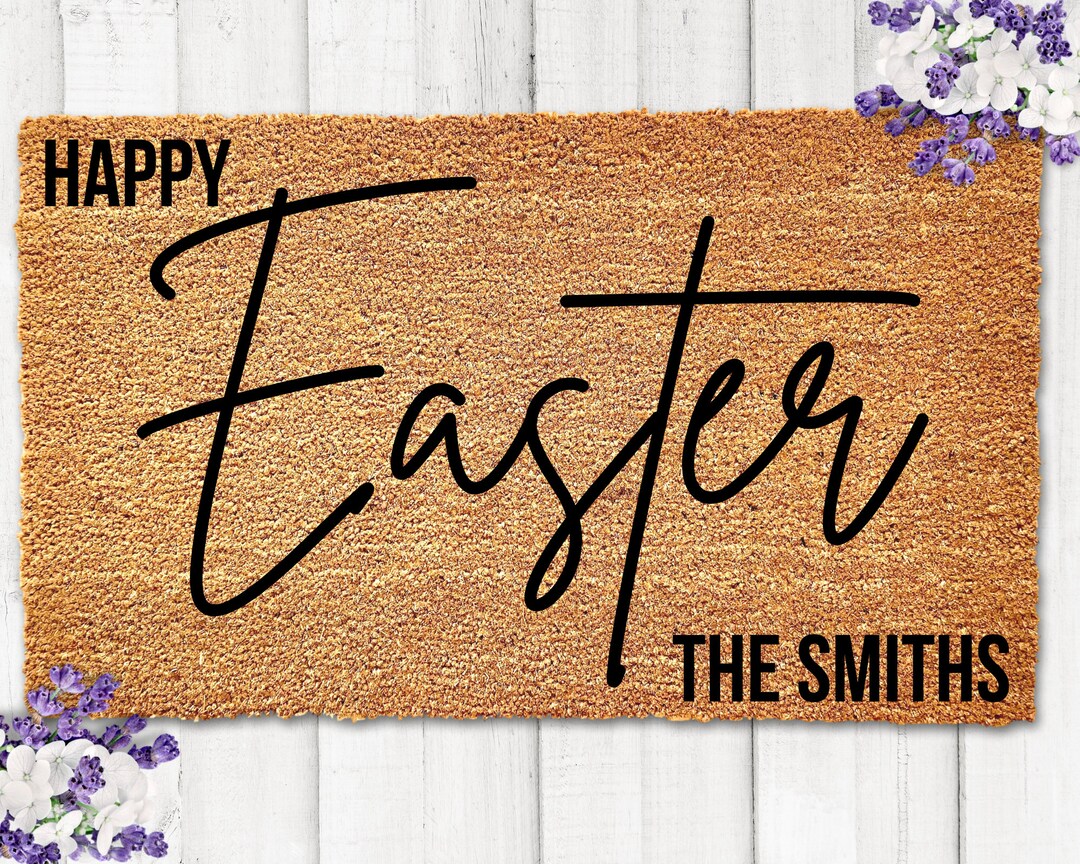 Custom Happy Easter Doormat, Family Name Doormat, Easter Decor ...