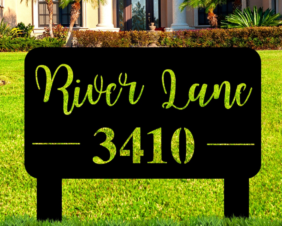 Metal Address Sign for Yard Address Sign With Stakes, Lawn Address Sign ...