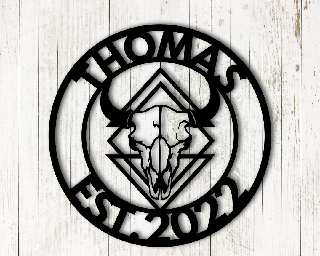 Personalized Metal Cow Skull Sign, Custom Metal Ranch Sign, Cool Wall ...