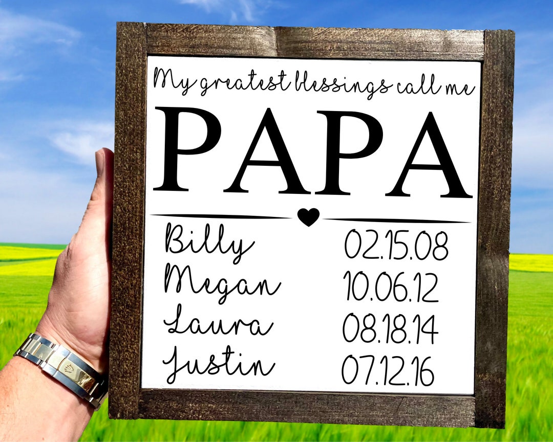 Personalized Fathers Day Sign for Papa Gifts, My Greatest Blessings ...