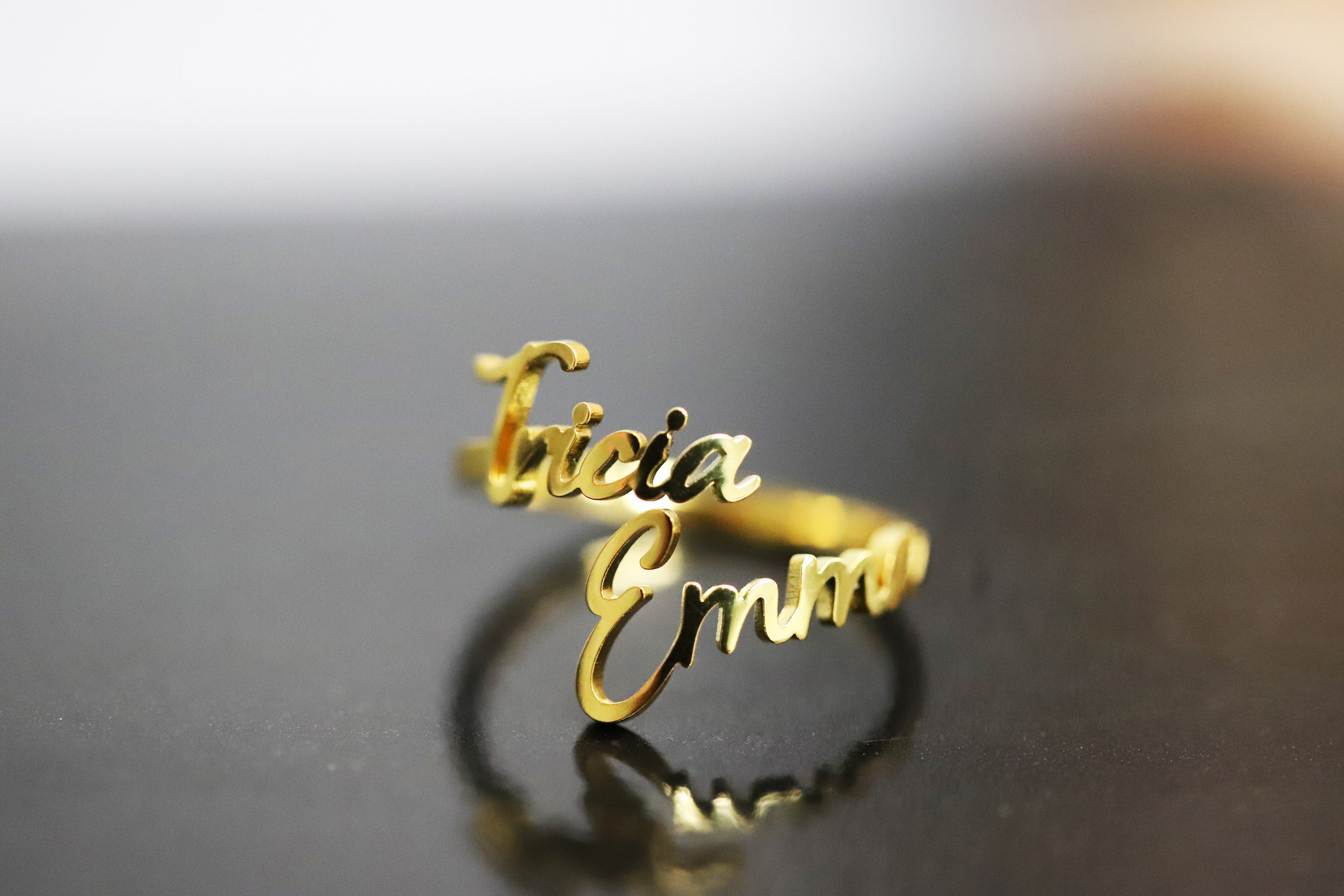 Double Name Ring Two Name Ring in Gold Silver Rose Gold - Etsy