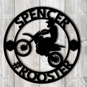 Personalized Dirtbike Sign, Custom Metal Motorcycle Sign, Personalized ...