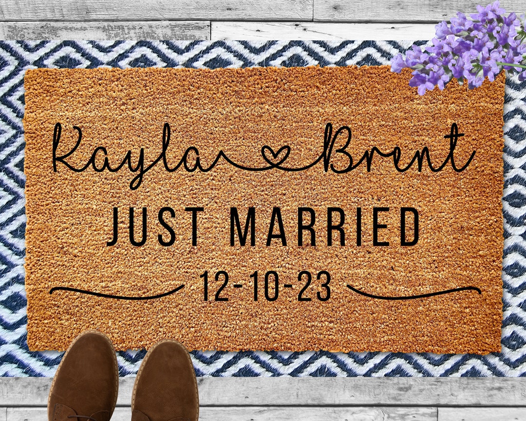 Personalized Just Married Door Mat, Custom Doormat, Newlywed Gift ...