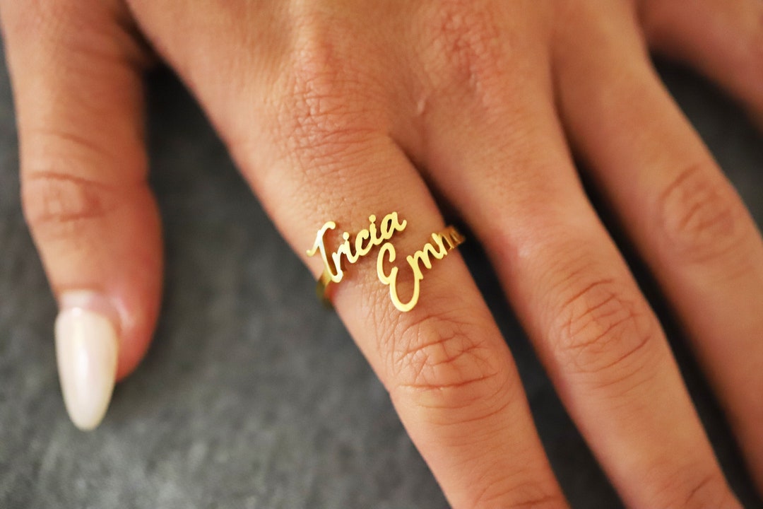 Best Friend Rings, Best Friend Gift, Double Name Rings,friendship Rings ...