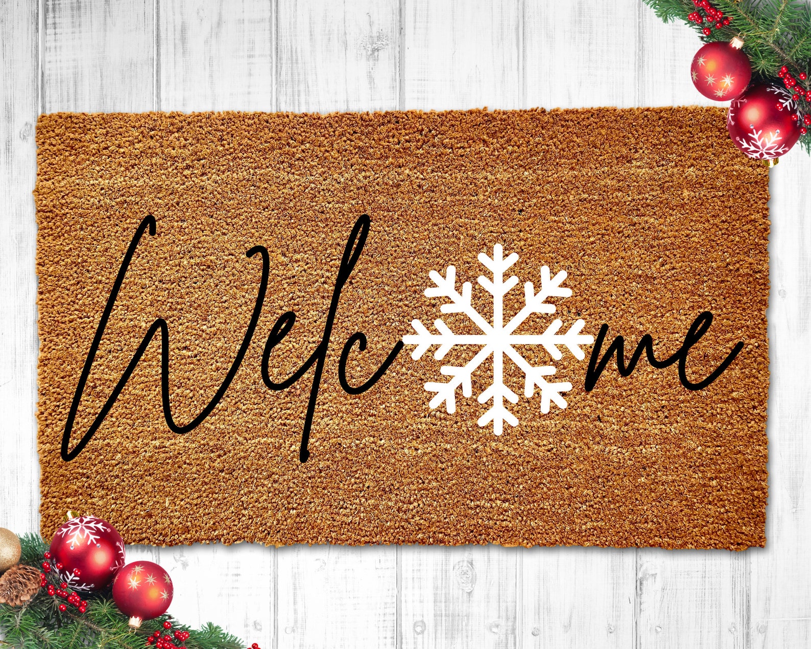 Welcome Snowflake Doormat Winter Doormat Welcome Mat Winter - Etsy