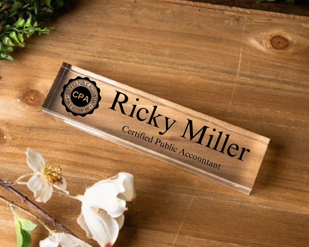 CPA Desk Name Plate, Certified Public Accountant Desk Sign, Acrylic ...