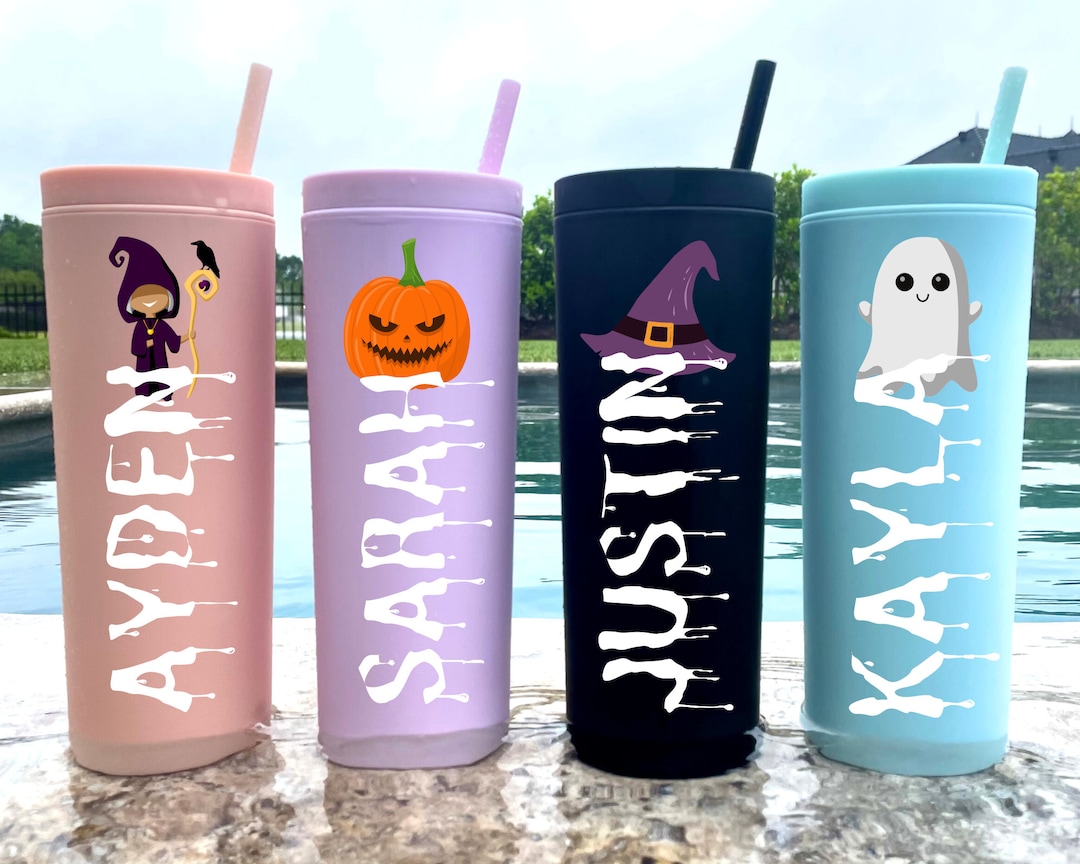 Personalized Halloween Tumbler With Straw, Custom Halloween Cups, Cute ...