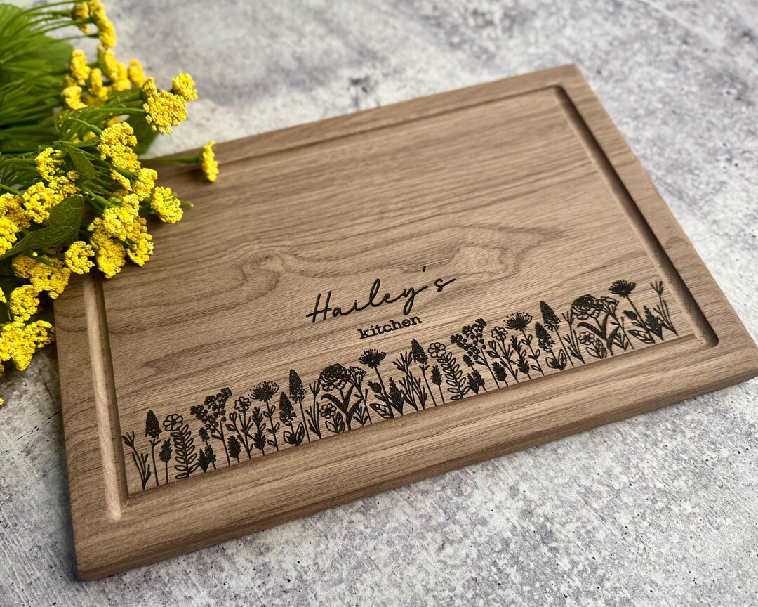 Personalized Wildflower Engraved Cutting Board, Charcuterie Board ...