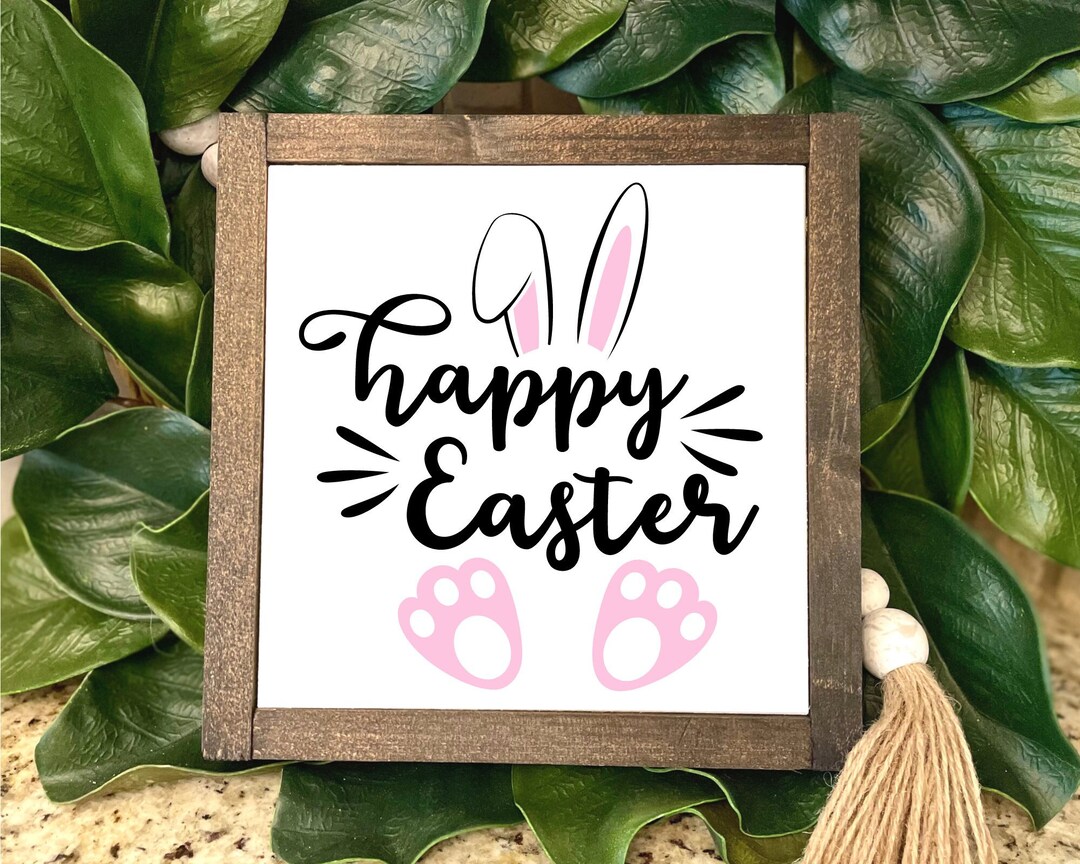 Easter Decor, Happy Easter Bunny Decor Wood Sign Farmhouse Easter Wood Sign, Easter Bunny Sign ...
