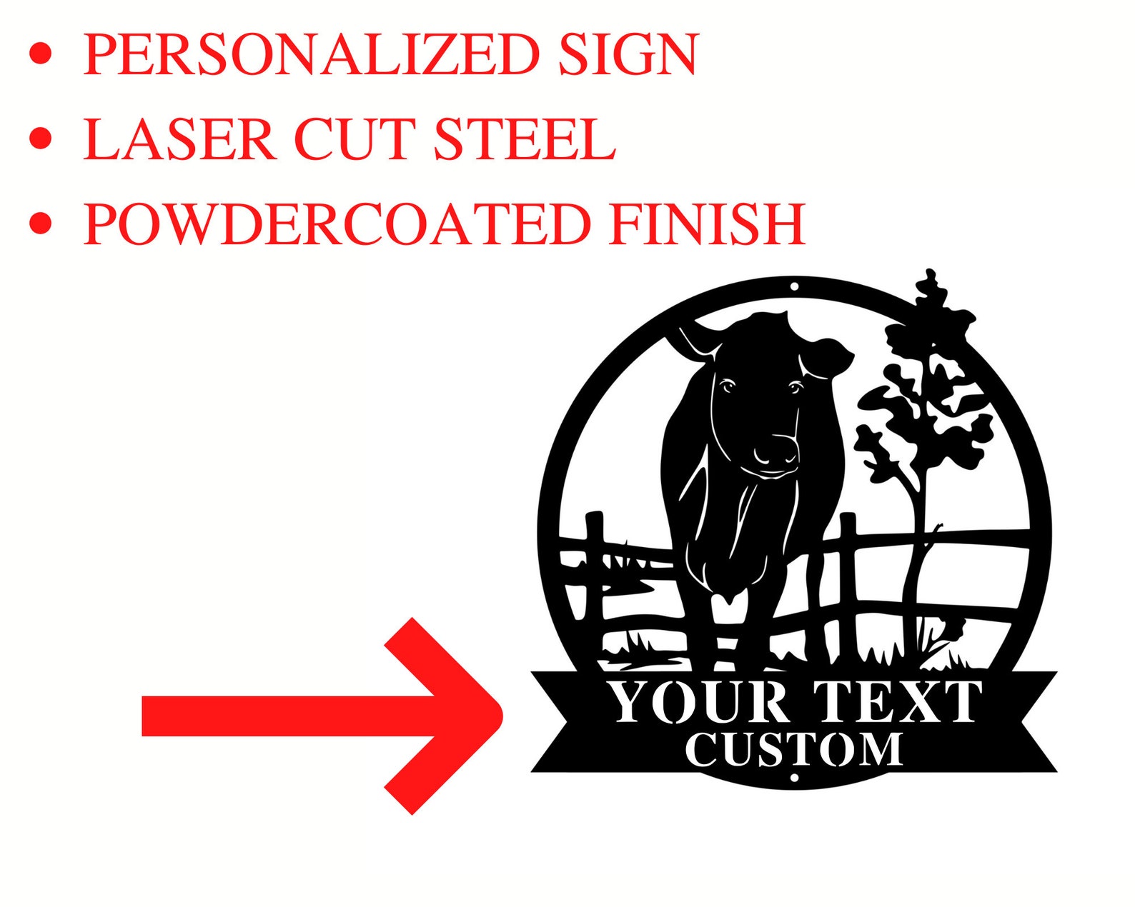 Custom Cow Farm Sign Metal Cow Sign Personalized Cow Metal | Etsy