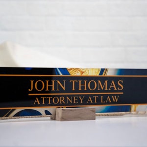 Personalized Name Plate for Desk With Wood Stand, Office Decor ...