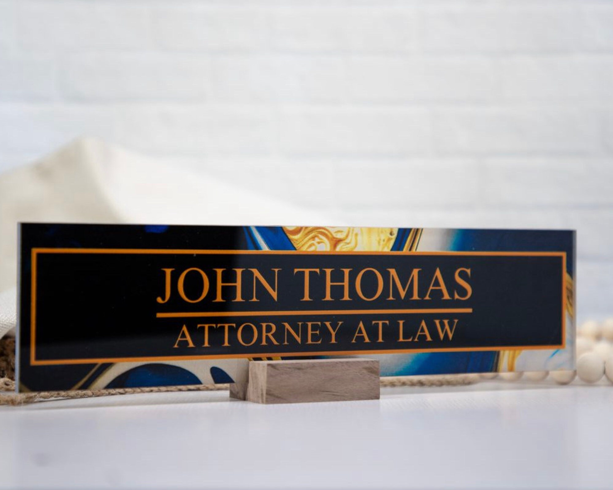Personalized Name Plate for Desk With Wood Stand, Office Decor ...