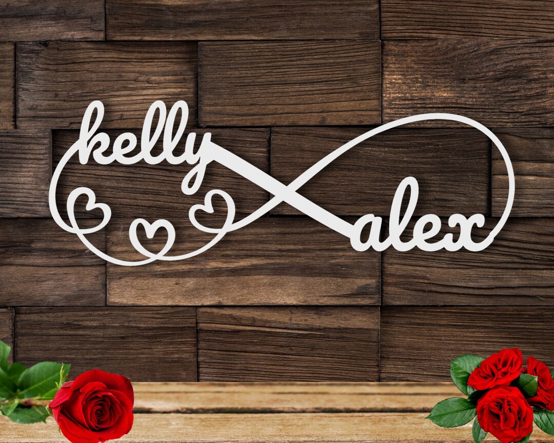 Metal Infinity Name Sign, Infinity Sign With Hearts, Personalized ...