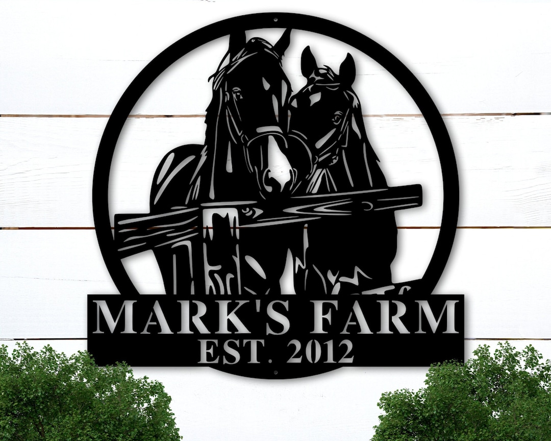 Custom Metal Farm Sign, Farmhouse Decor, Horse Farm Sign, Horse Ranch ...