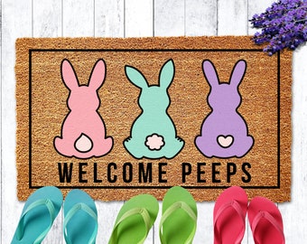 Welcome Peeps Easter Doormat, Easter Decor, Porch Decor, Home Decor ...