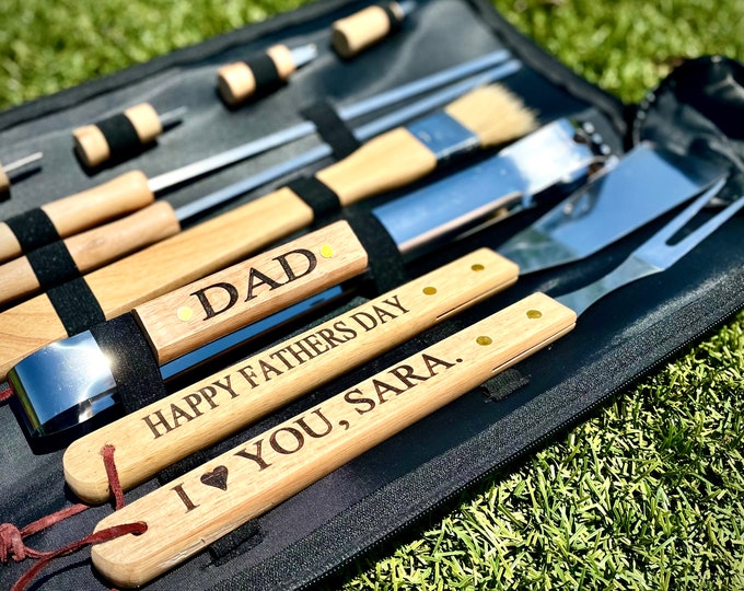 Fathers Day Gift, BBQ Set, Personalized Barbecue Set, Birthday Gift for ...
