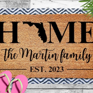 Personalized Florida Doormat, Florida Door Mat, Family Name Doormat ...