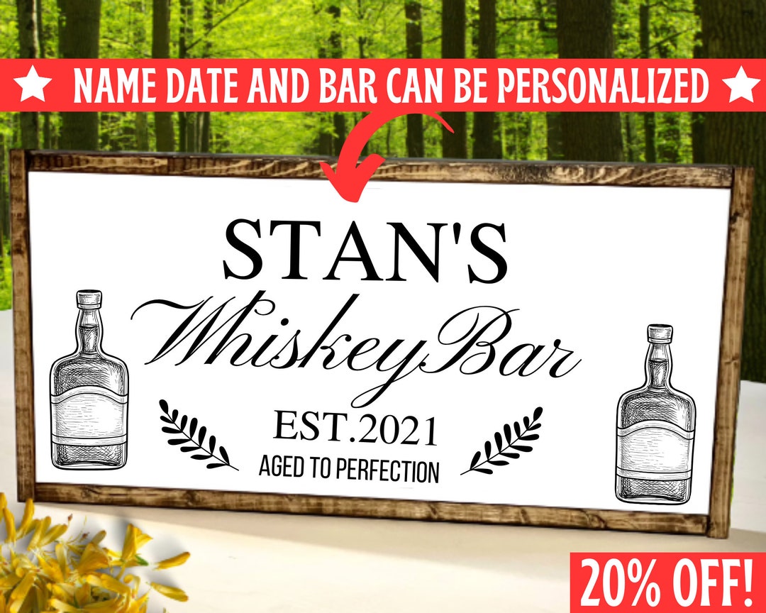 Personalized Whiskey Bar Sign, Wood Sign Home Bar Decor Bar Accessories ...