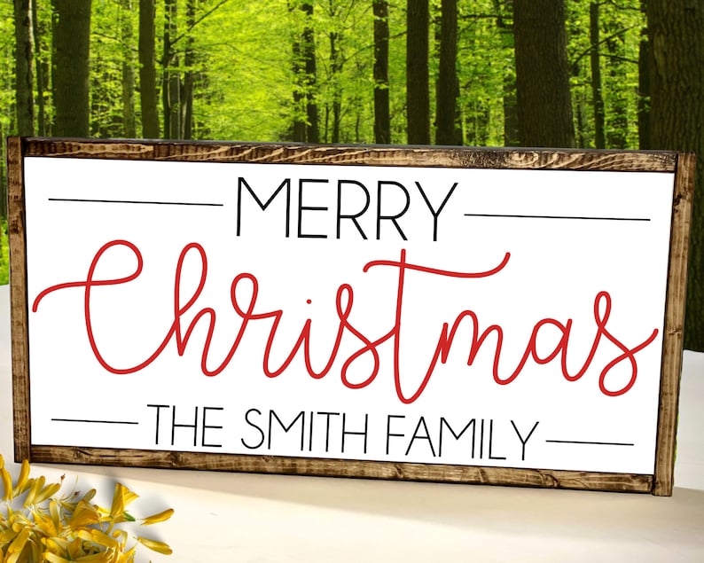 Family Name Merry Christmas Sign, Christmas Last Name Wood Sign, Wood ...