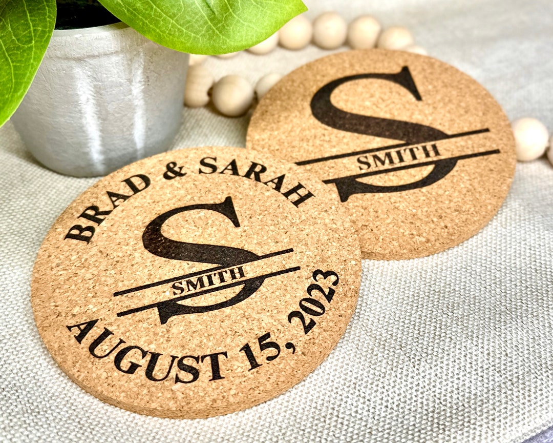 Custom Engraved Cork Coasters, Personalized Gifts Coaster Set New Home ...