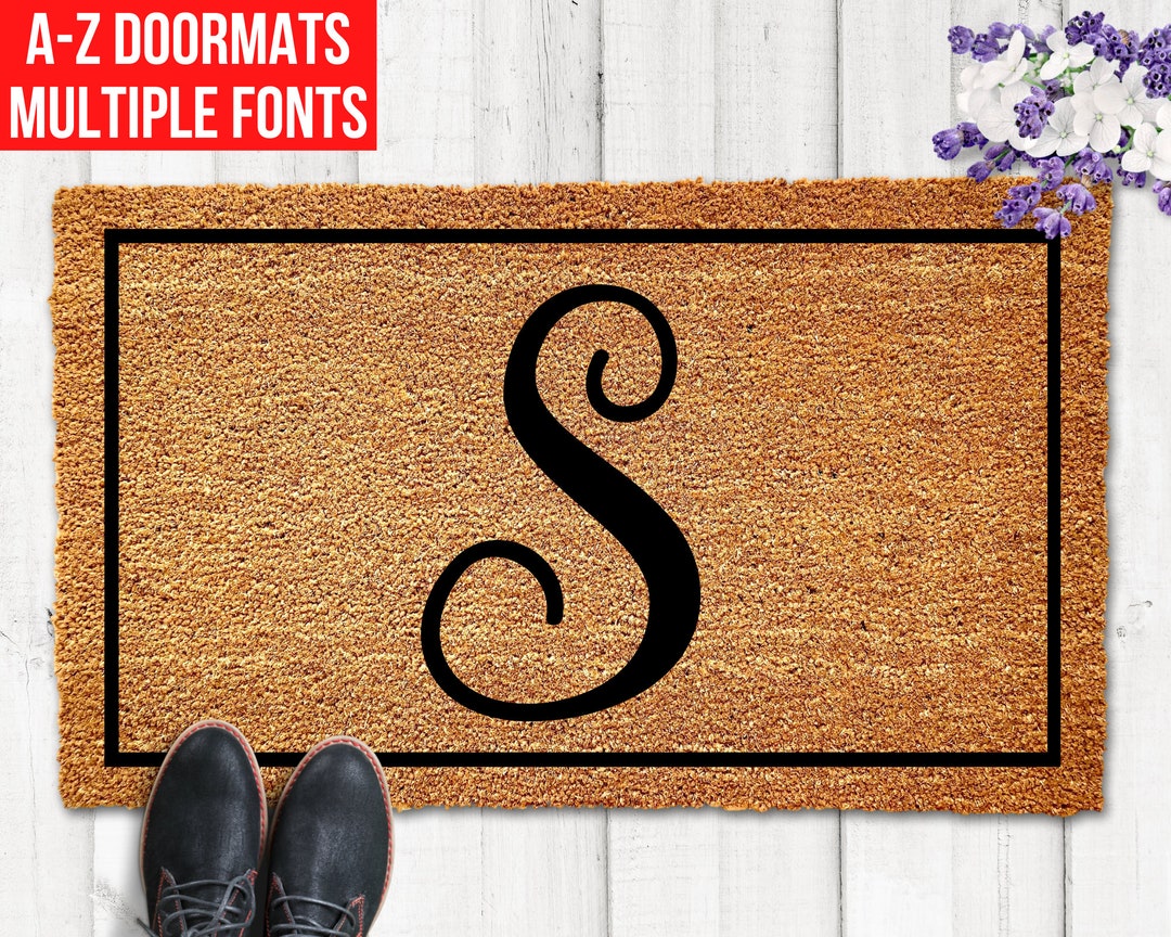 Simple Monogram Door Mat, Wedding Gift, Letter Doormat, Custom Doormat ...
