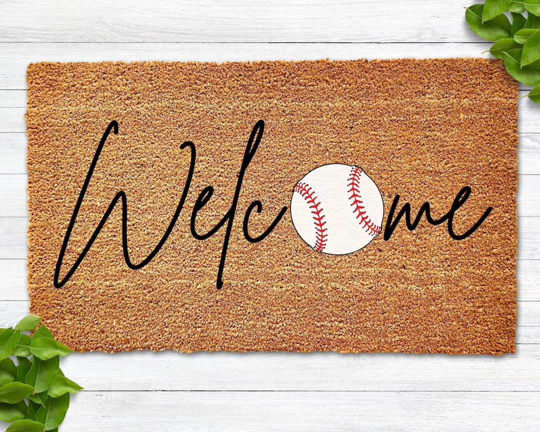 Welcome Baseball Doormat, Welcome Mat, Baseball Door Mat, Fall Doormat ...
