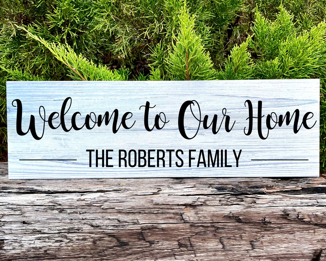 Welcome to Our Home Sign Customize Signs Last Name Wood - Etsy