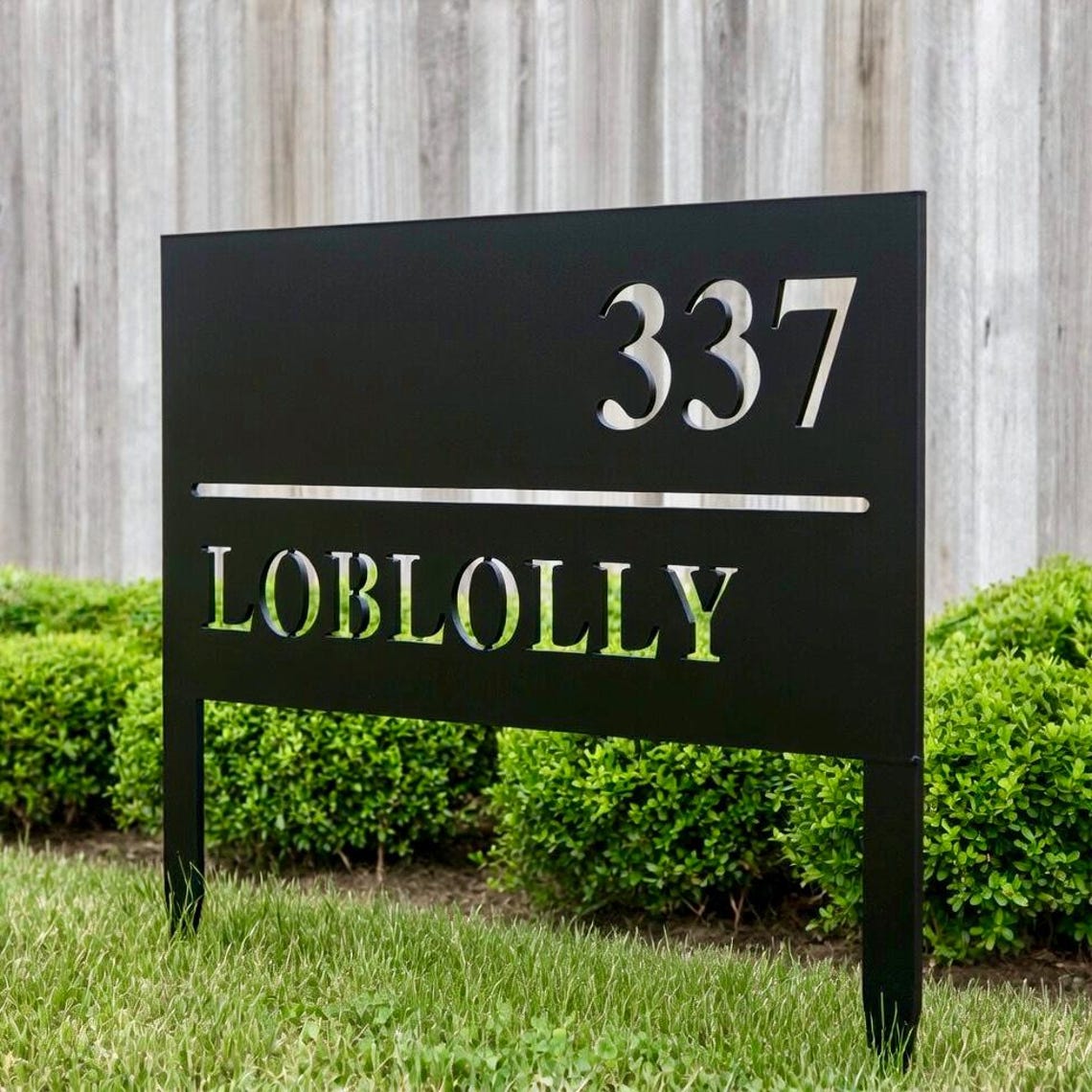 Lawn Mounted Personalized Address Plaque, Custom Metal Address Sign ...