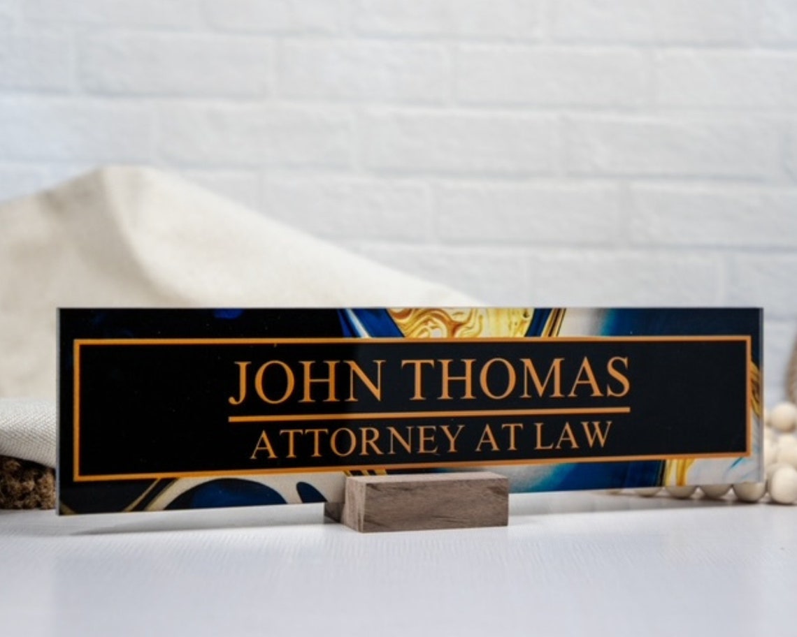 Personalized Name Plate for Desk With Wood Stand, Office Decor ...