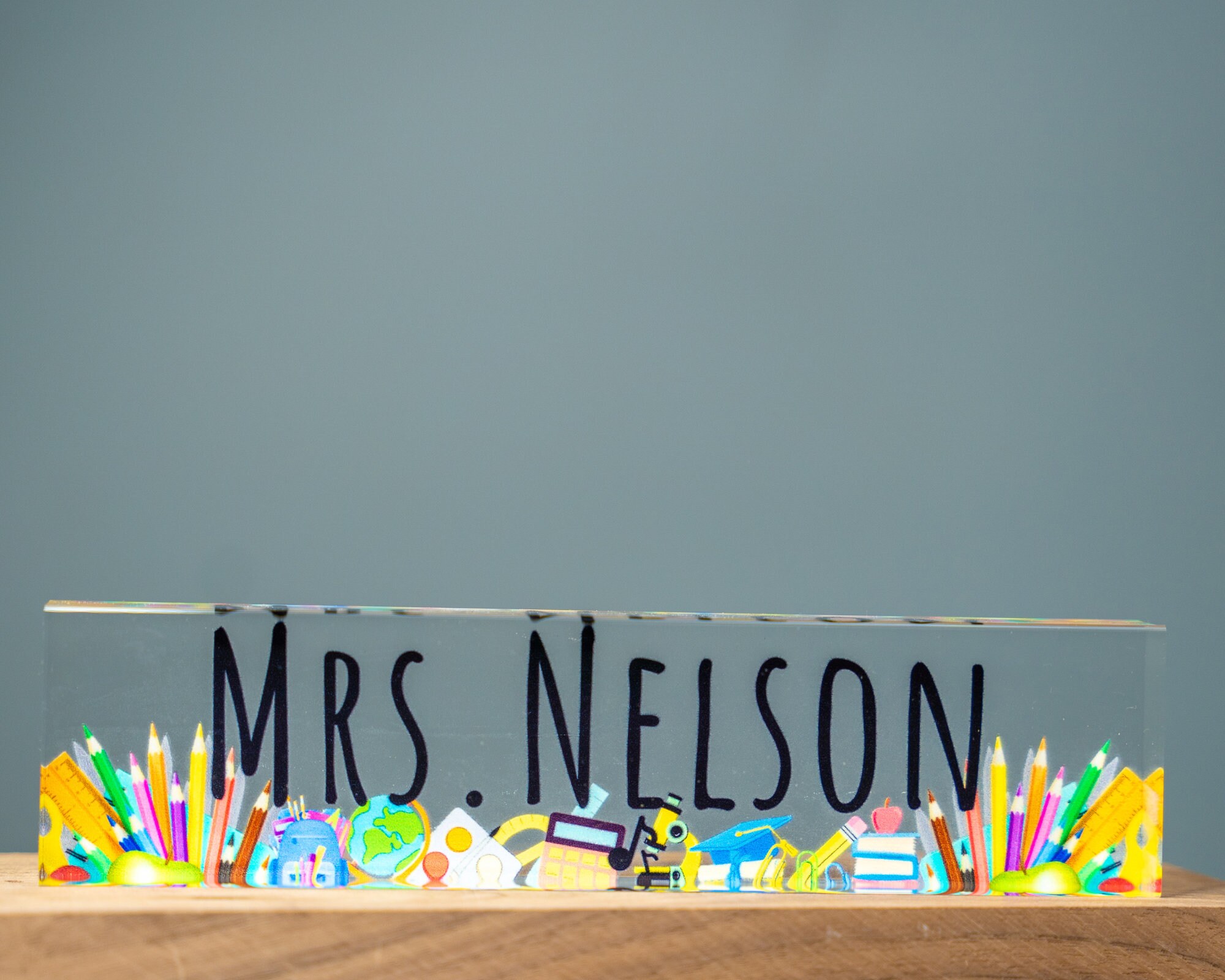 Teacher Desk Name Plate, Custom Teacher Desk Sign, Acrylic Block, Desk ...