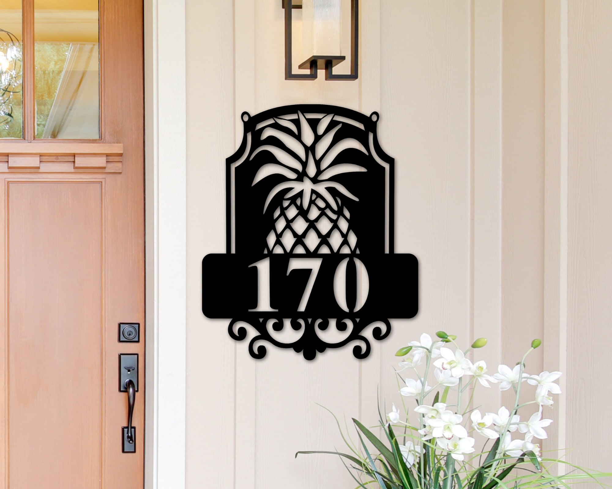 Pineapple Address Sign, Custom Metal Address Sign, Beach House Number ...