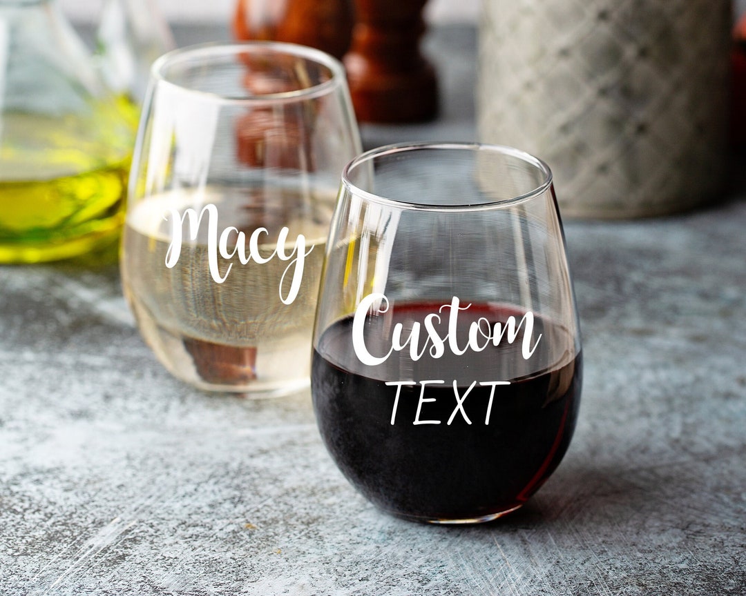 Personalized Stemless Wine Glasses, Personalized Wine Glasses, Custom ...
