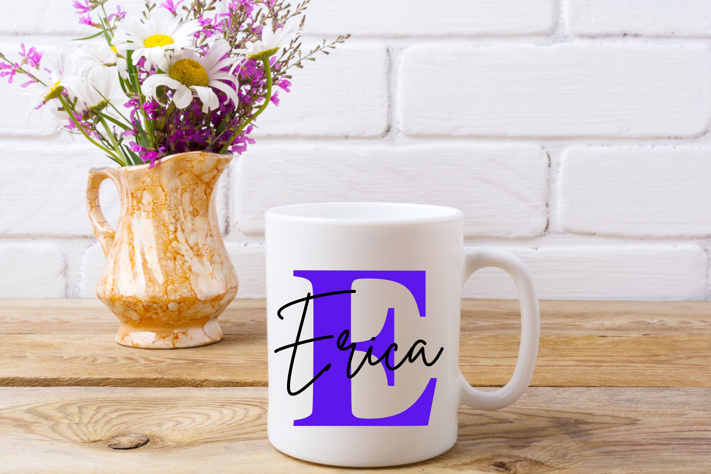 Personalized Initial Mug Subtle Initial and Name Mug - Etsy