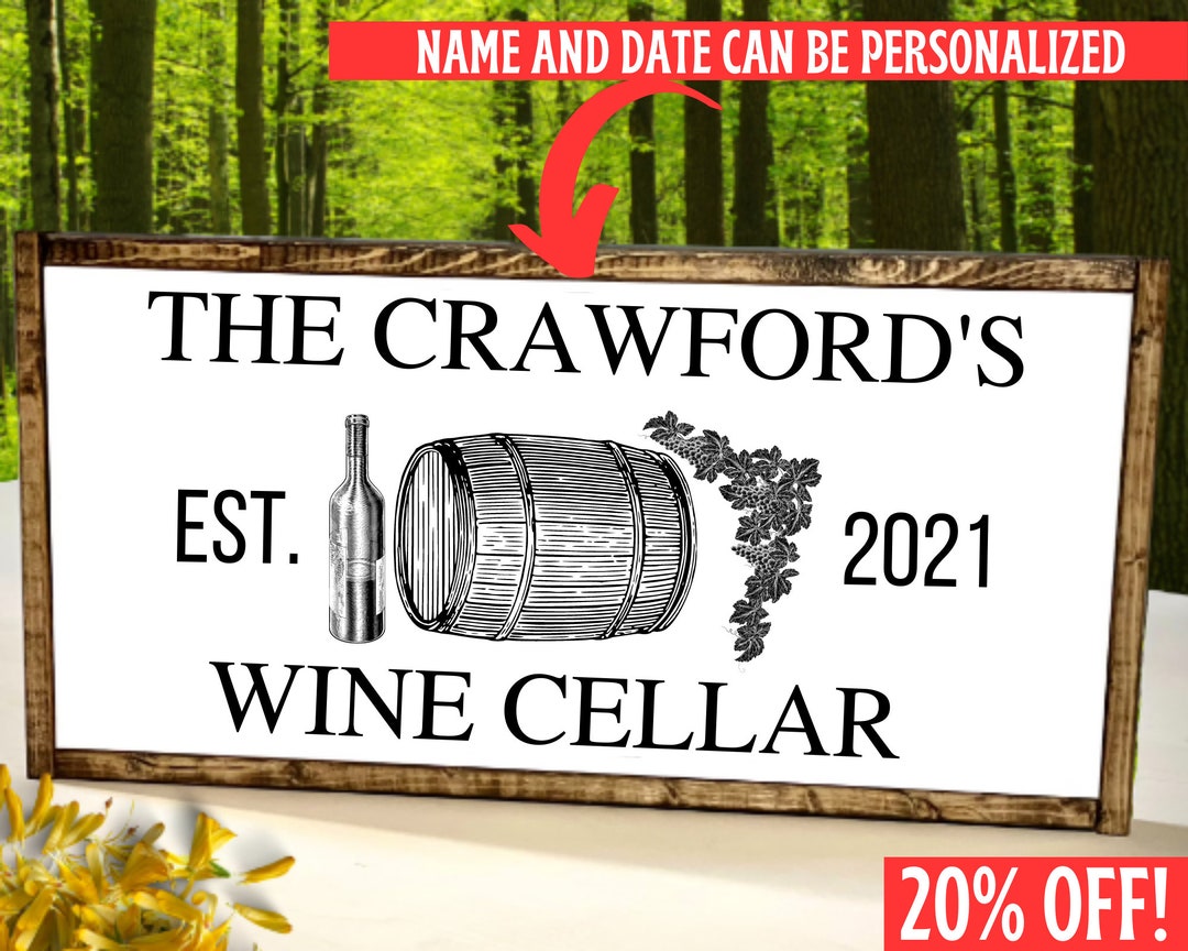 Personalized Rustic Wine Sign, Custom Wine Cellar Sign, Wine Bar Signs ...