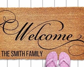 Custom Thankful Welcome Mat-personalized Welcome Mat-front Porch Mat ...