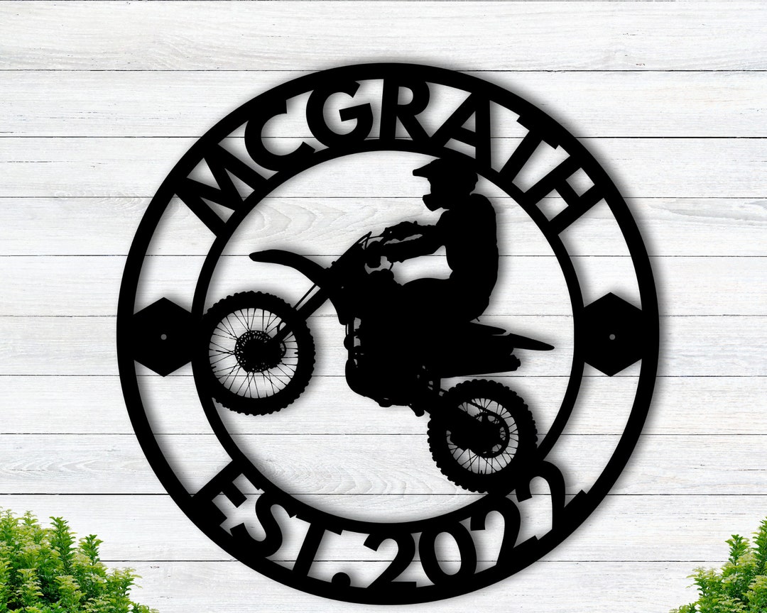 Personalized Dirtbike Sign, Custom Metal Motorcycle Sign, Personalized ...