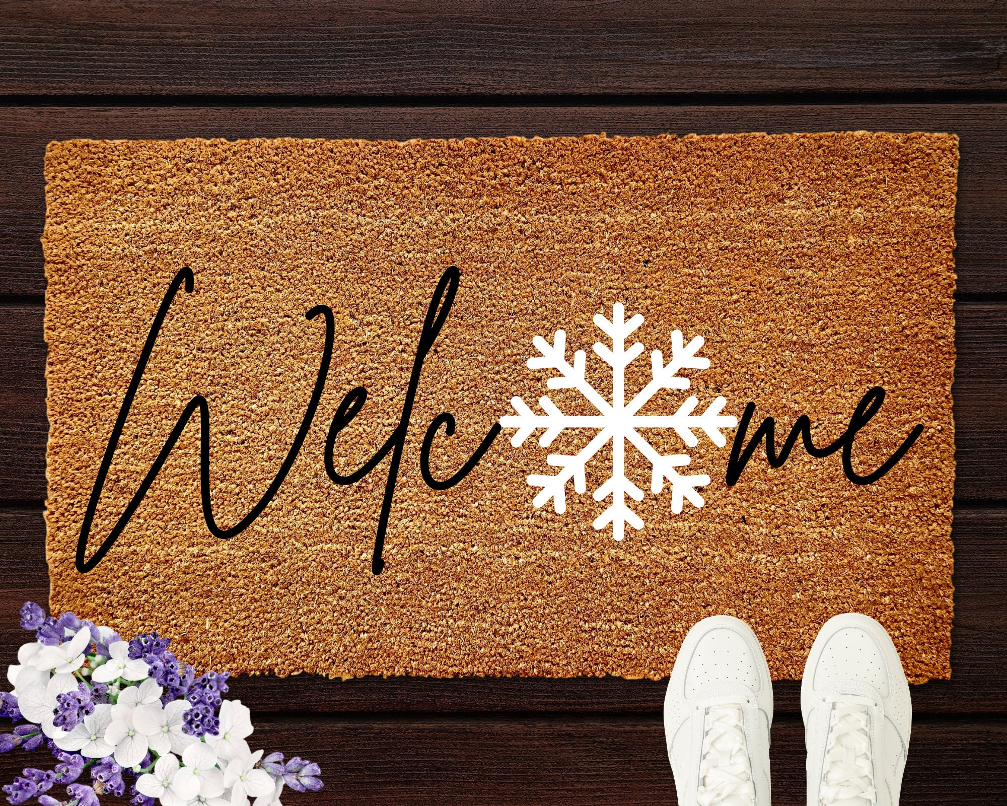 Welcome Snowflake Doormat Winter Doormat Welcome Mat Winter - Etsy
