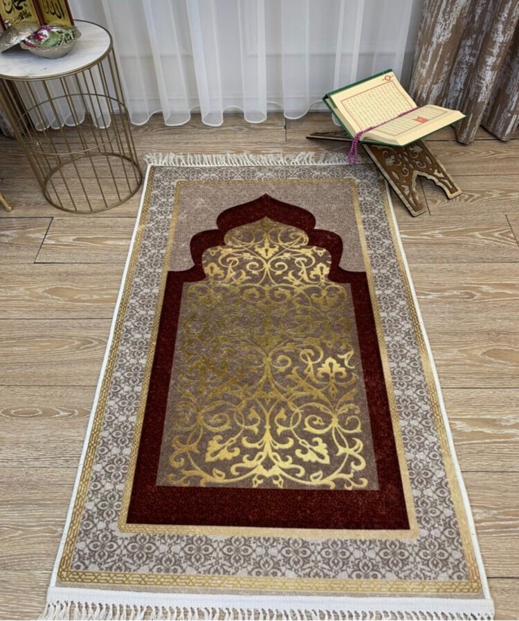 Soft Padded Thick Muslim Prayer Rug Islamic Turkish Sajadah Janamaz ...