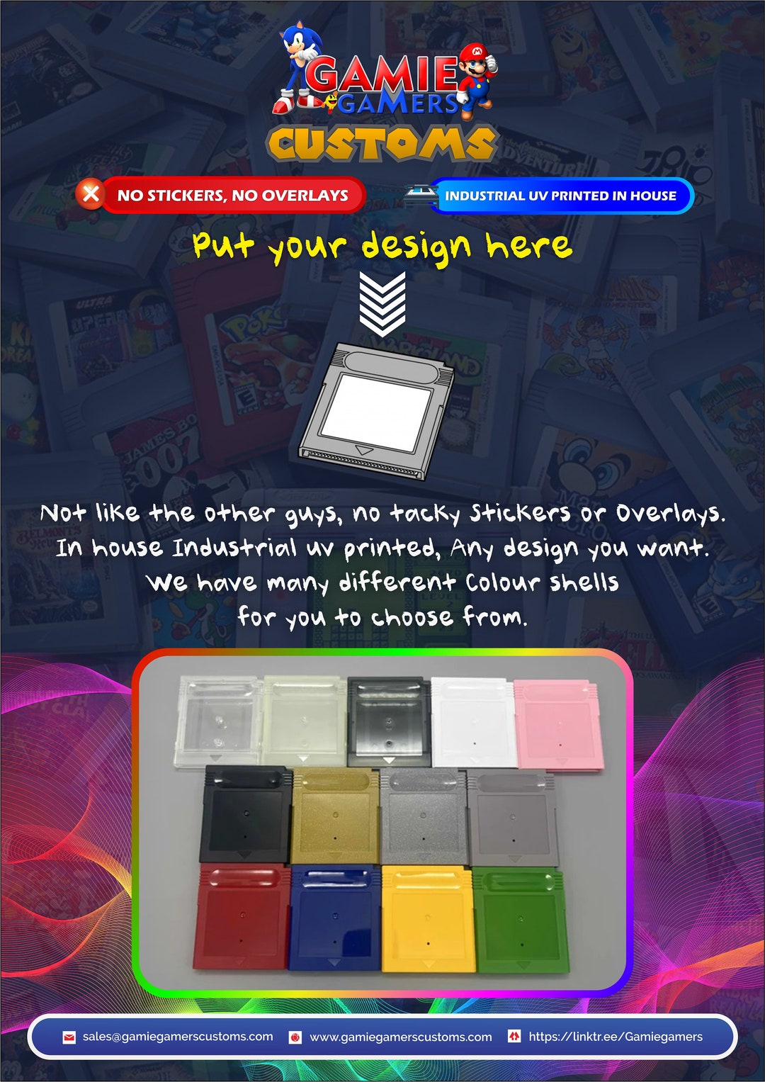 Custom Uv Printed Gameboy Cart Shell - Etsy