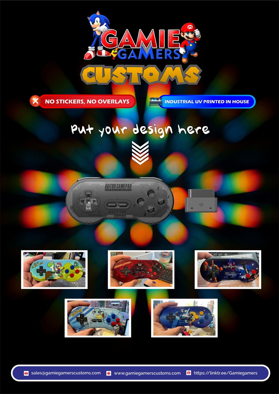 Custom Uv Printed Wireless Snes Controllers - Etsy