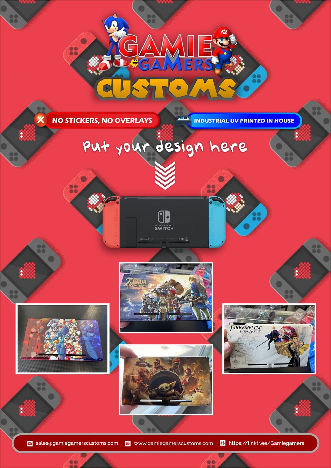 Custom Uv Printed Nintendo Switch Back Shell - Etsy