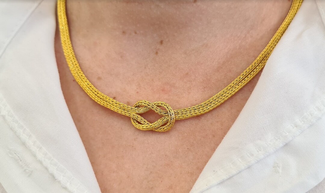 Hercules Knot Necklace • 18K Solid Yellow Gold • Love Knot and Marriage ...