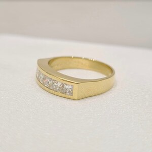 Channel Setting Ring • Princess Cut Diamonds • 18K Solid Yellow Gold ...