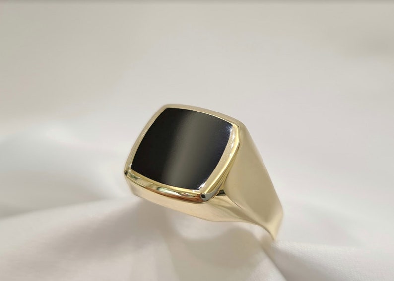 14K Handmade Yellow Gold Onyx Ring for Men Black Onyx Pinky - Etsy
