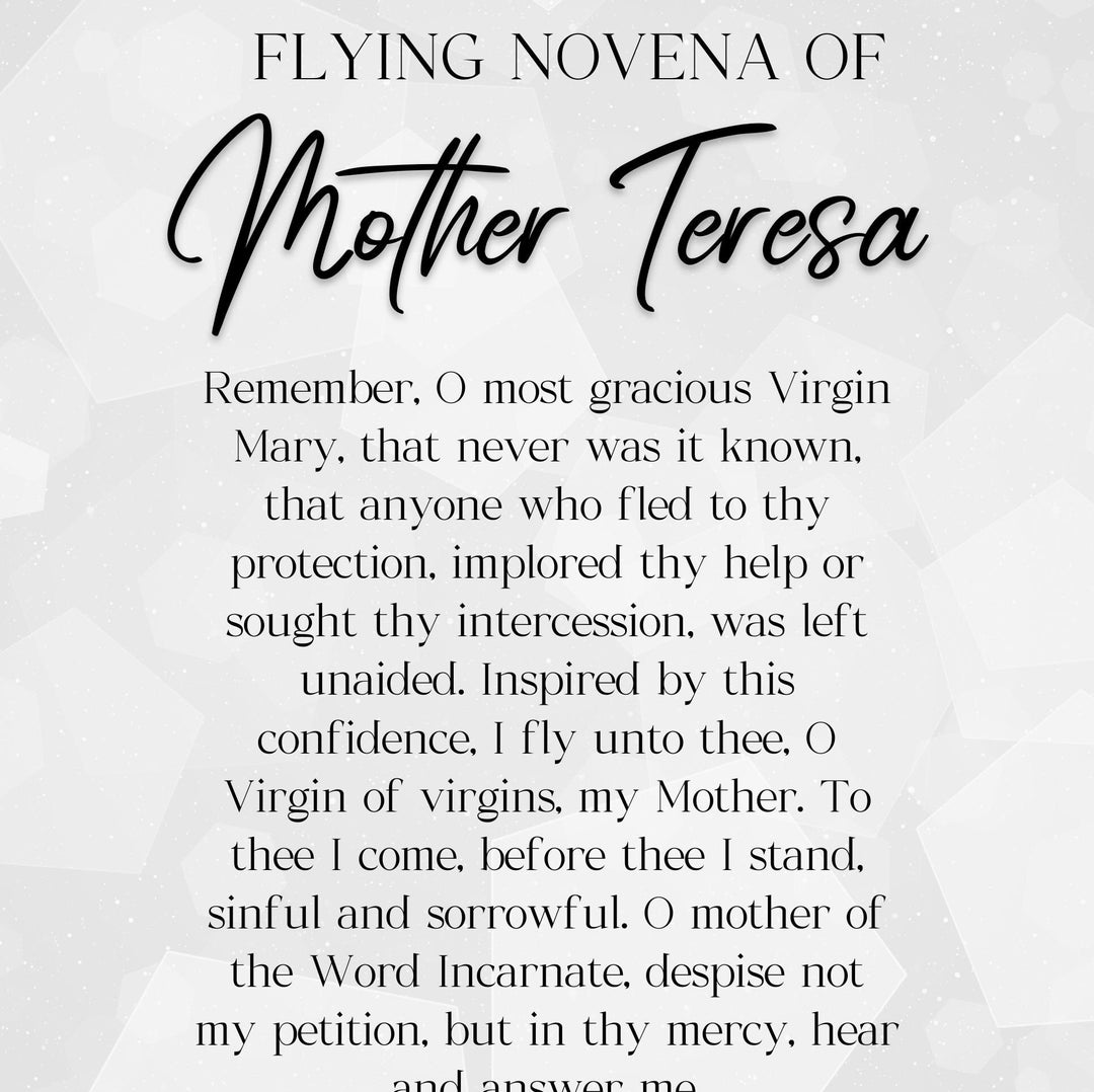 Mother Teresa's Flying Novena Prayer Printable Never - Etsy