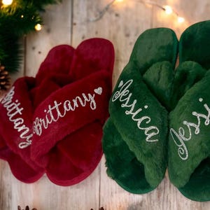 Fluffy Slippers Customized Gift, Bridesmaid Gift, Personalized Slippers ...