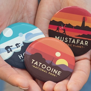 Star Wars Pin Badges | Star Wars Planets Pin Badges | Sizes 1.25'', 2. ...